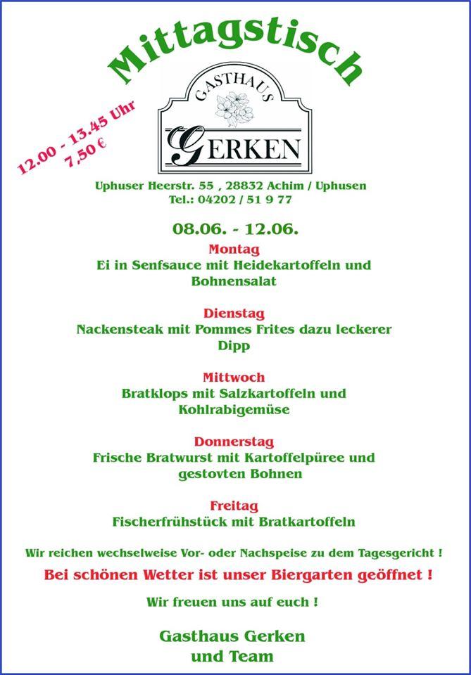 Speisekarte von Gasthaus Gerken Hotel und Restaurant, Achim