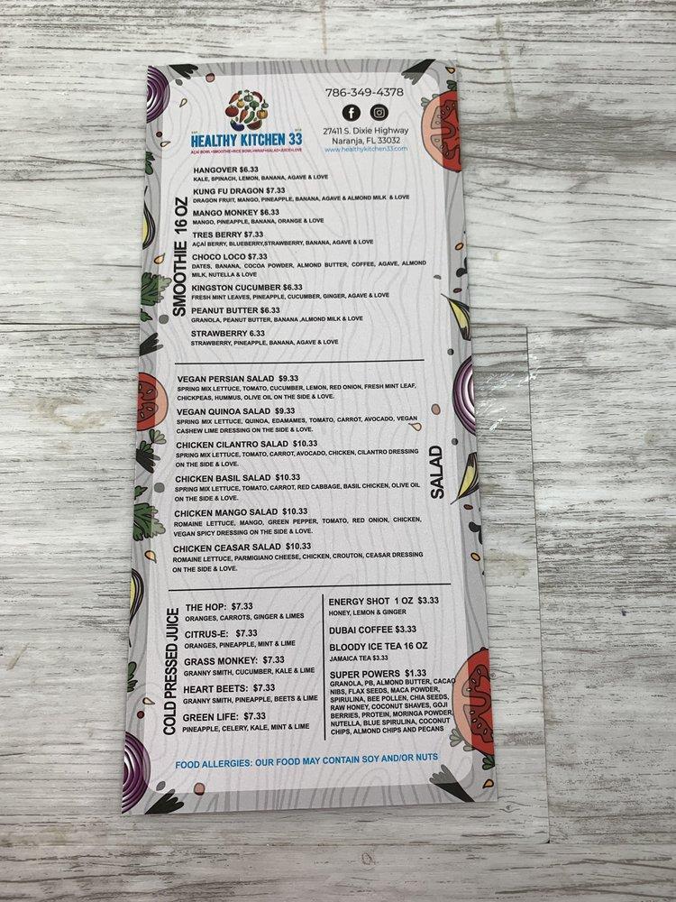 Menu at Healthy Kitchen 33 pub & bar, Naranja