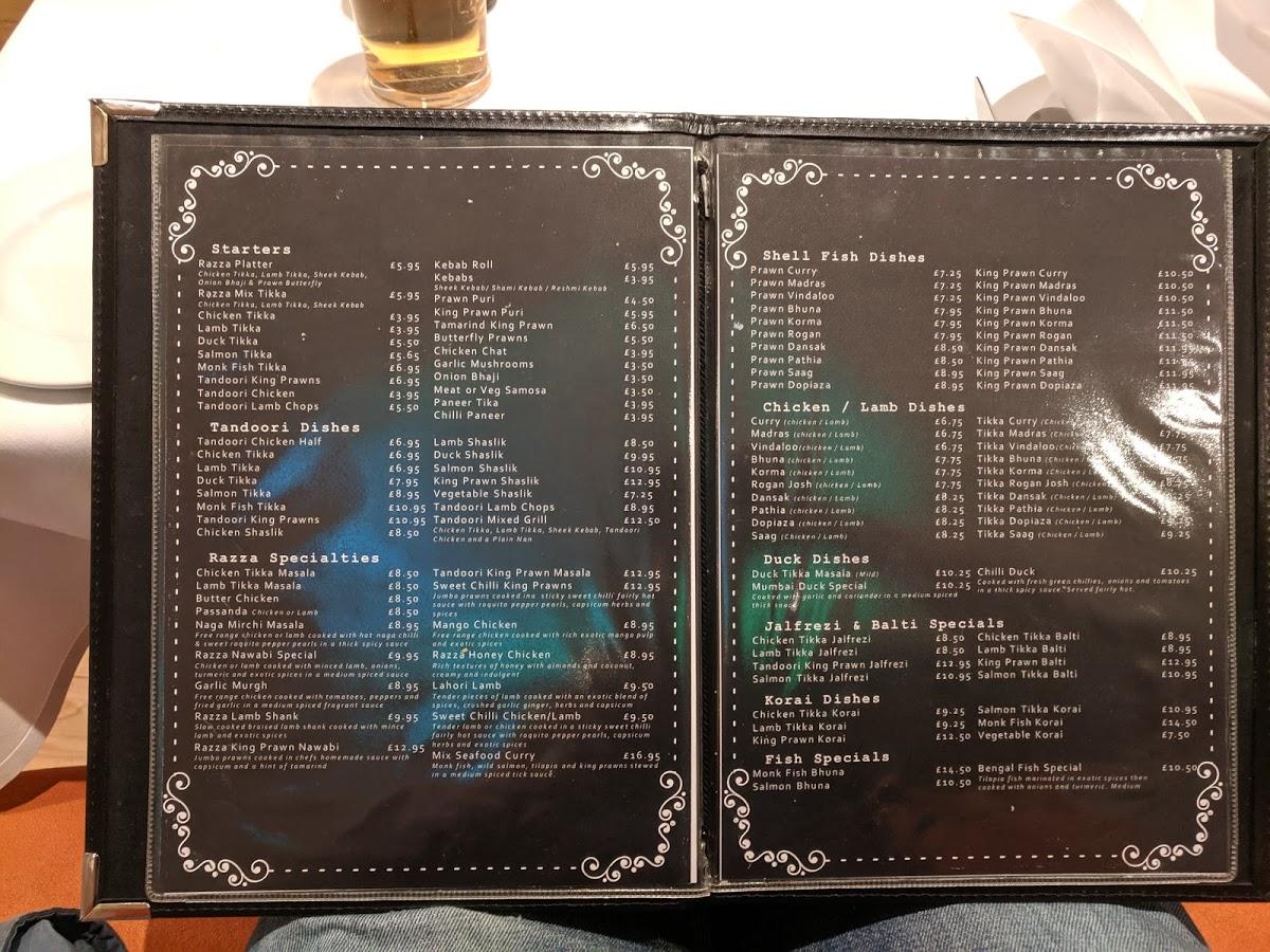 Menu at Razza Restaurant, Felsted