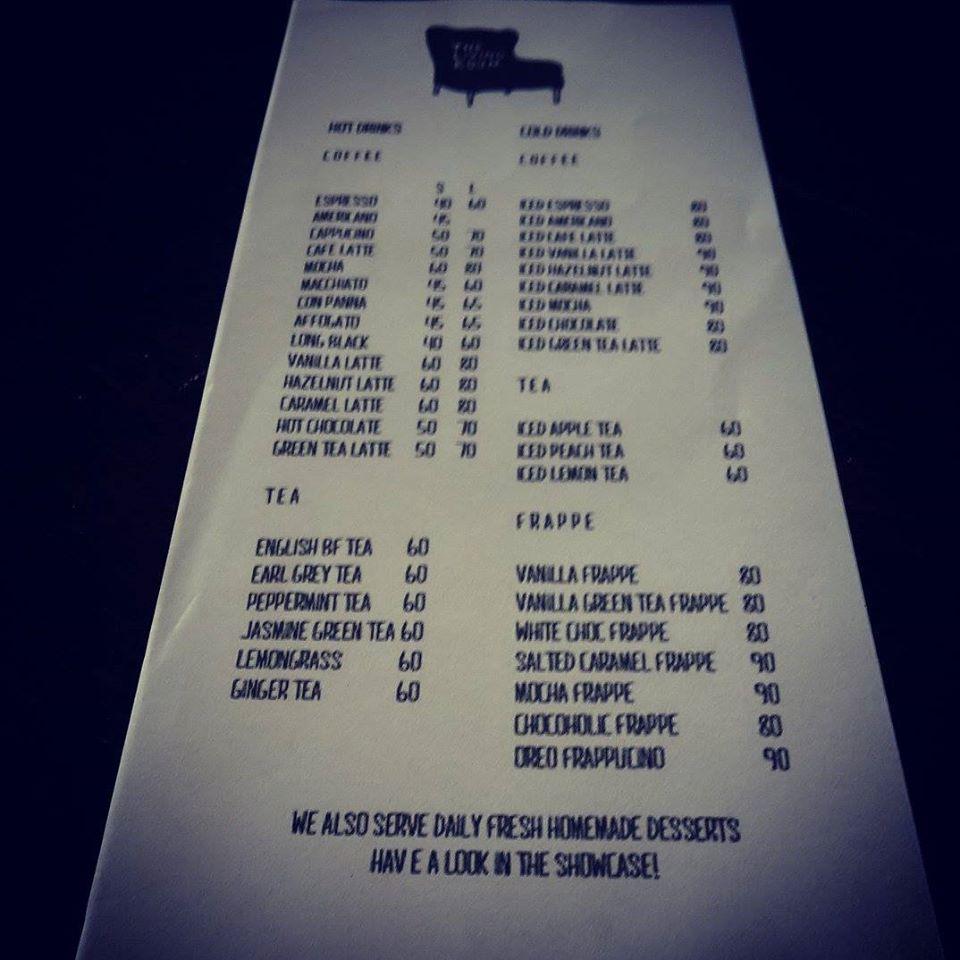 Menu at The Living Room - Coffee Bar, Ko Tao