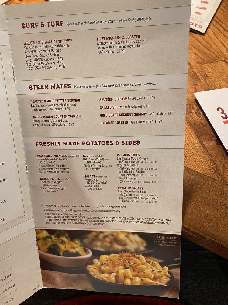Menu at Outback Steakhouse, Sebring, 921 US Hwy 27 N