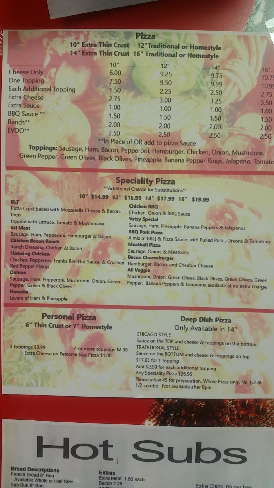 Menu at Pizza Depot “Millersburg” pizzeria, Millersburg