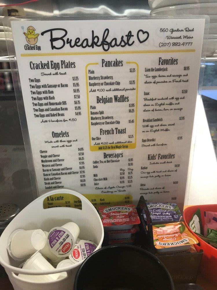 Menu at The Cracked Egg restaurant, Wiscasset