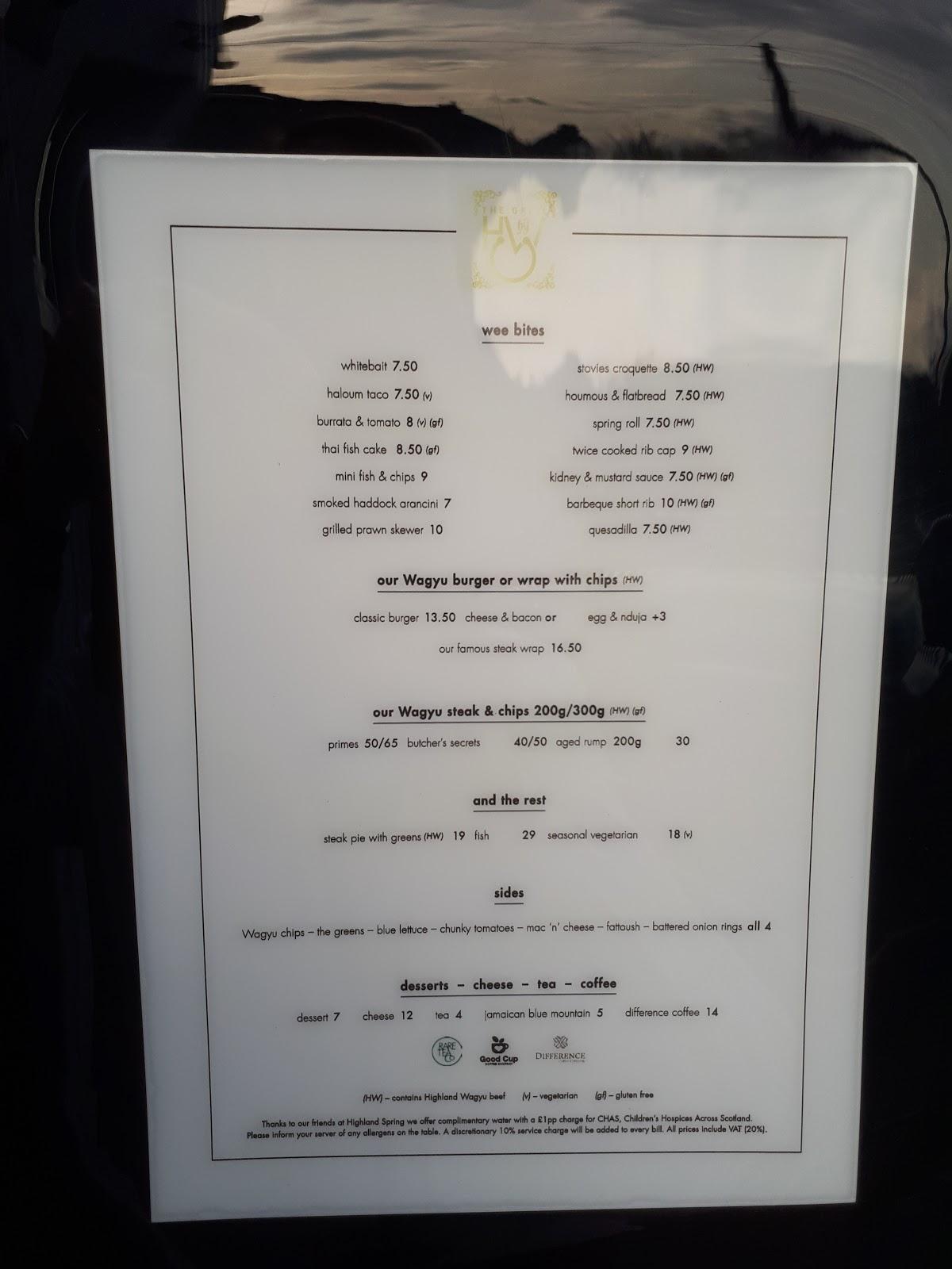 Menu at The Grill By HW restaurant, Bridge of Allan