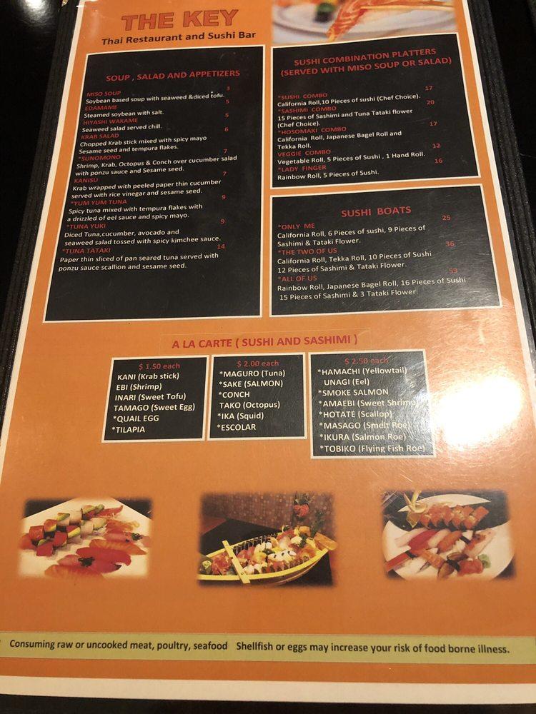 Menu at The Key Thai Restaurant and Sushi Bar, Key Largo