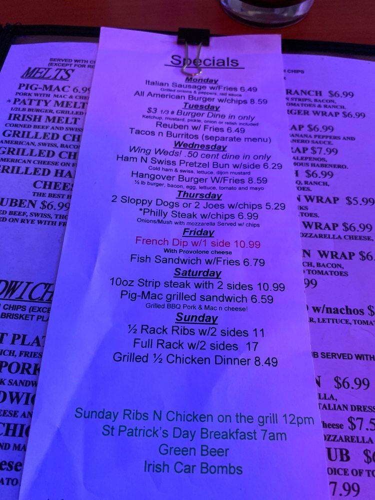 Menu at BG's Main Event BBQ, Rittman