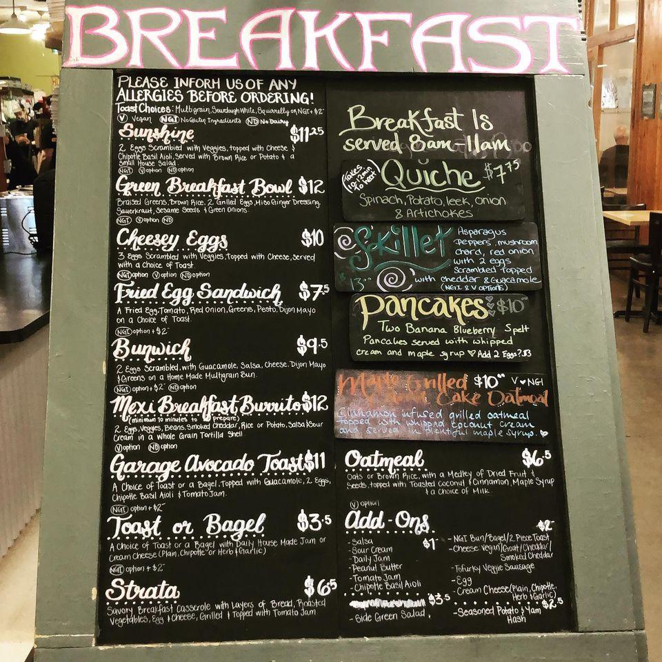 Menu at Duncan Garage Café & Bakery, Duncan