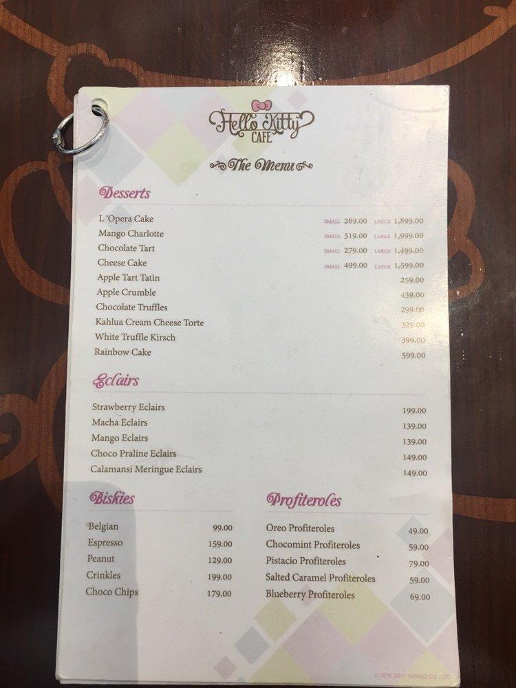 Menu at Hello Kitty Cafe, Taguig, Third Floor
