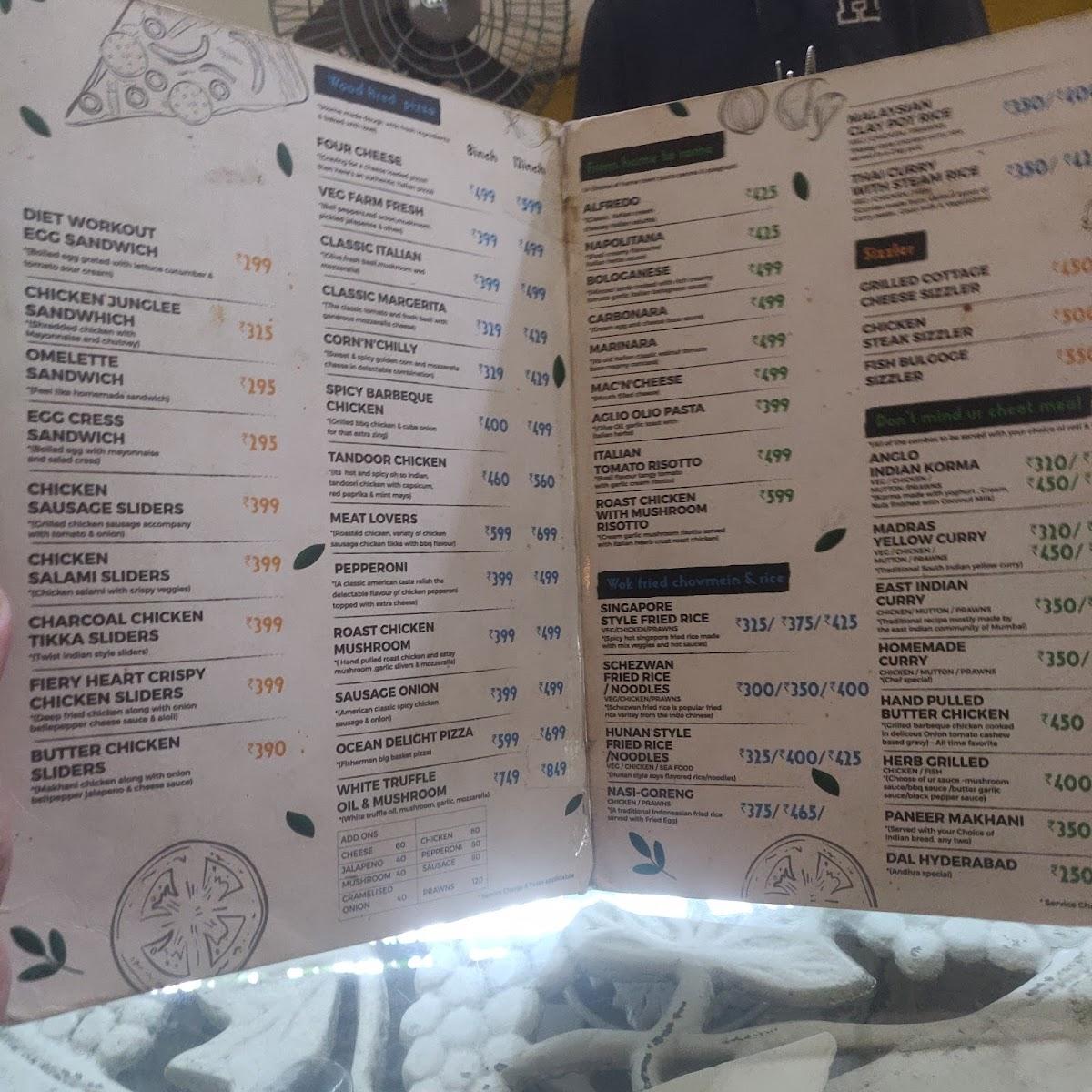 Menu at Lola cafe and bar, Lonavala