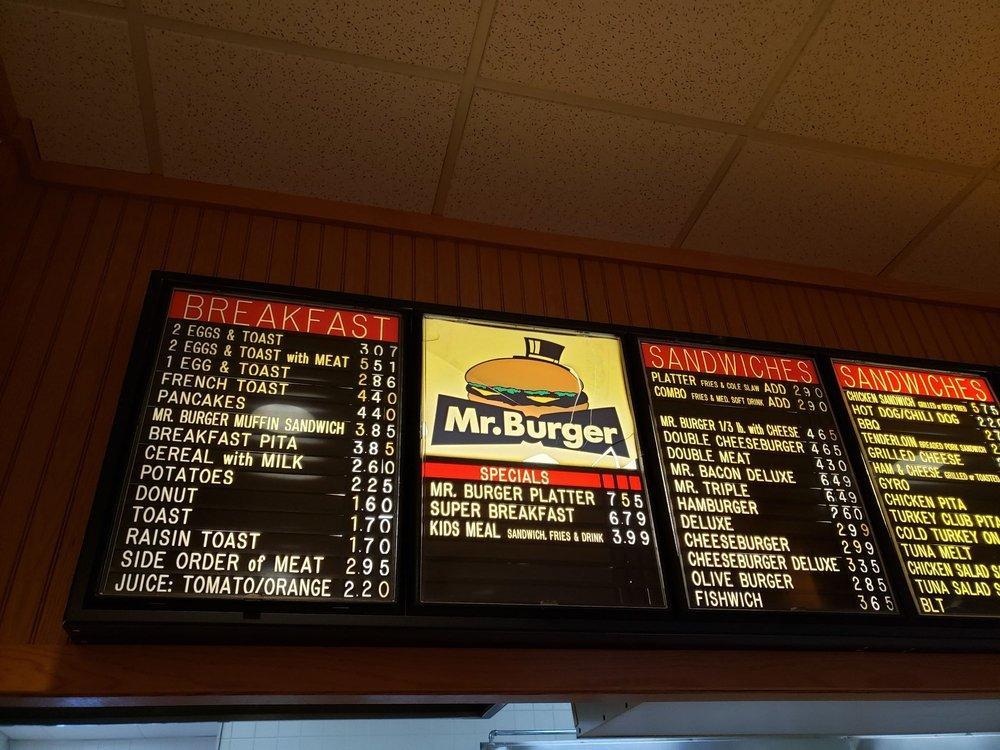 Menu at Mr. Burger restaurant, Hudsonville
