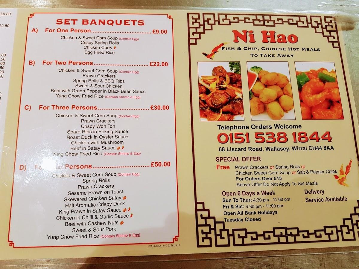 Menu at Ni Hao Fish Bar, Wallasey
