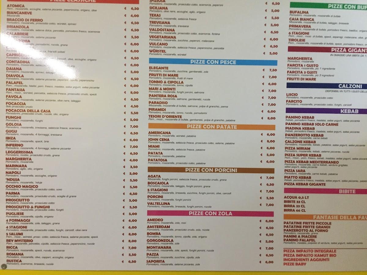 Menu da Pizzeria La Favola, Merate