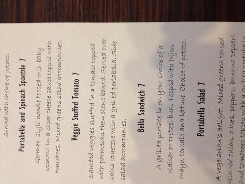 Menu at Weiss' Gasthaus German Restaurant, South Bend
