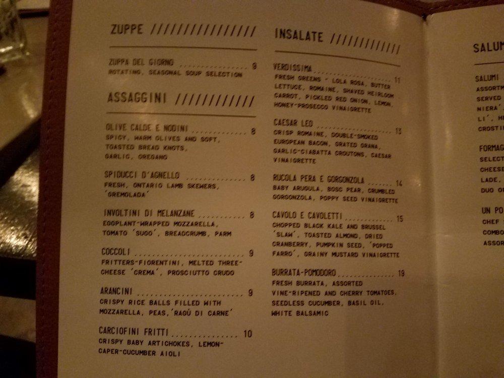 Menu at Nodo Junction restaurant, Toronto, Dundas St W