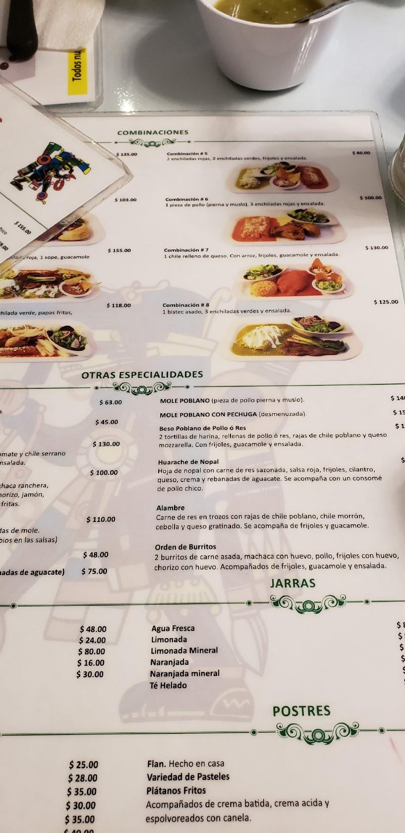 Menu at Super Antojitos restaurant, Tijuana, P.º de los Héroes No. 96