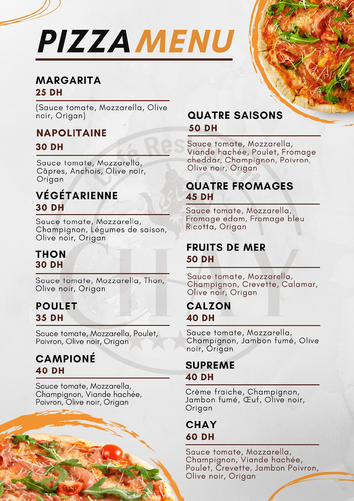 Menu at Café Restaurant Chay, Ouarzazate