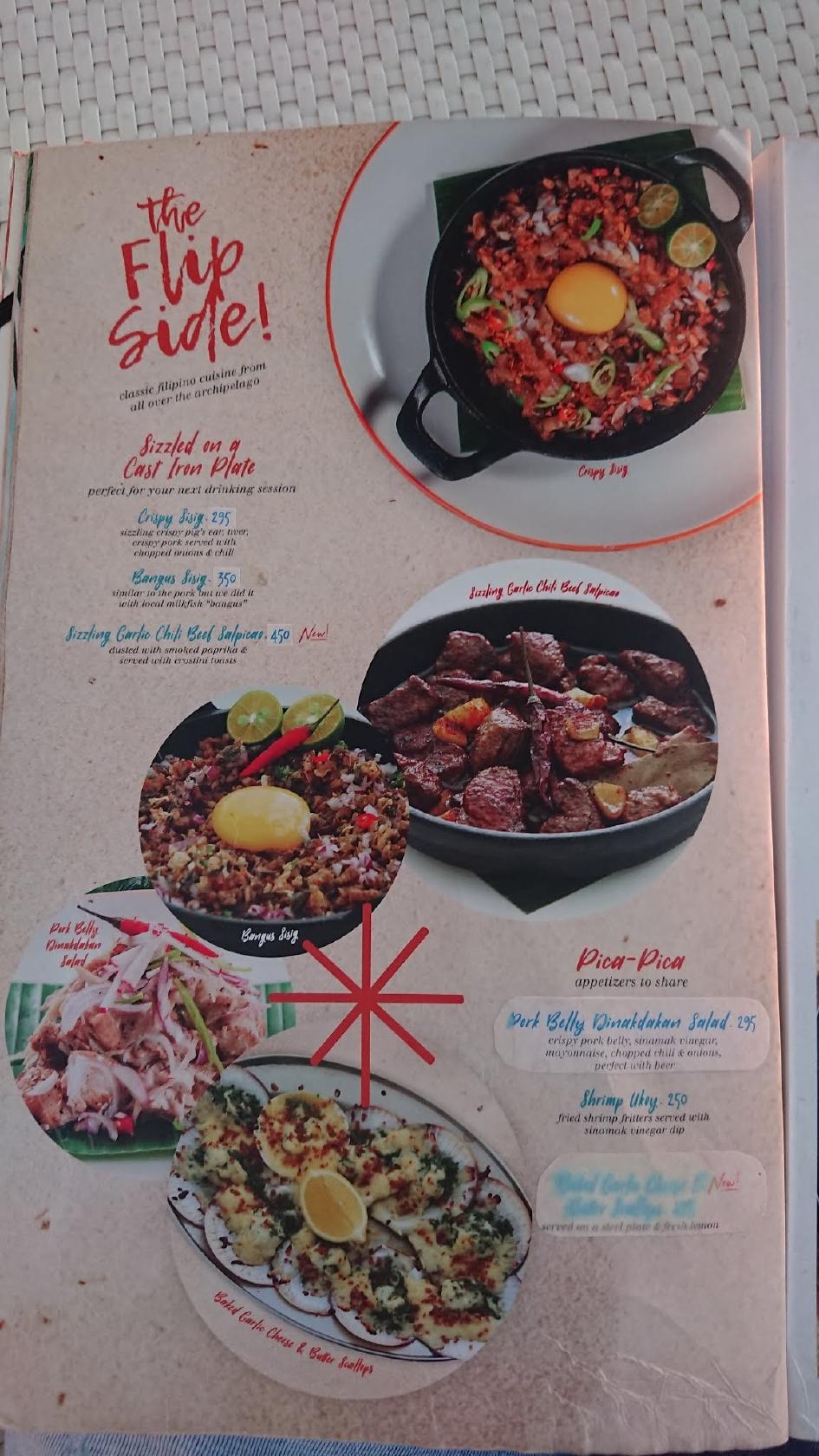 Menu at Cha Cha's Beach Cafe, Malay