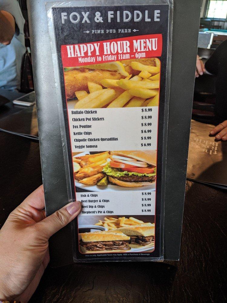 Menu at Fox and Fiddle pub & bar, Toronto, 4946 Dundas St W