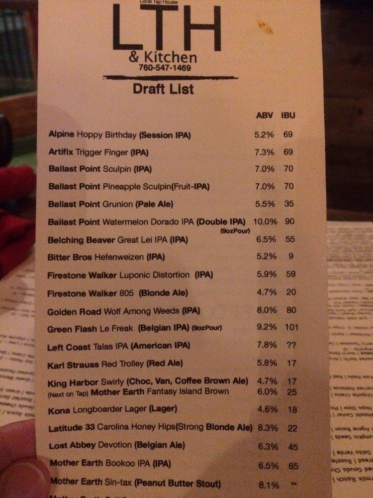 Menu at Local Tap House pub & bar, Oceanside