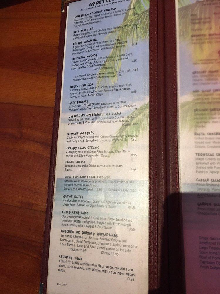Menu at Ocean Deck Restaurant & Beach Bar, Daytona Beach
