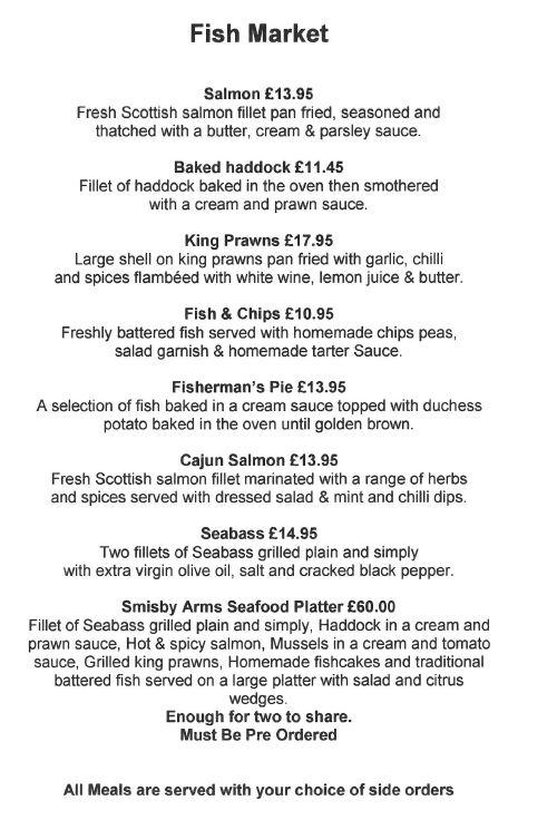 Menu at The Smisby Arms pub & bar, Smisby, Nelsons Square
