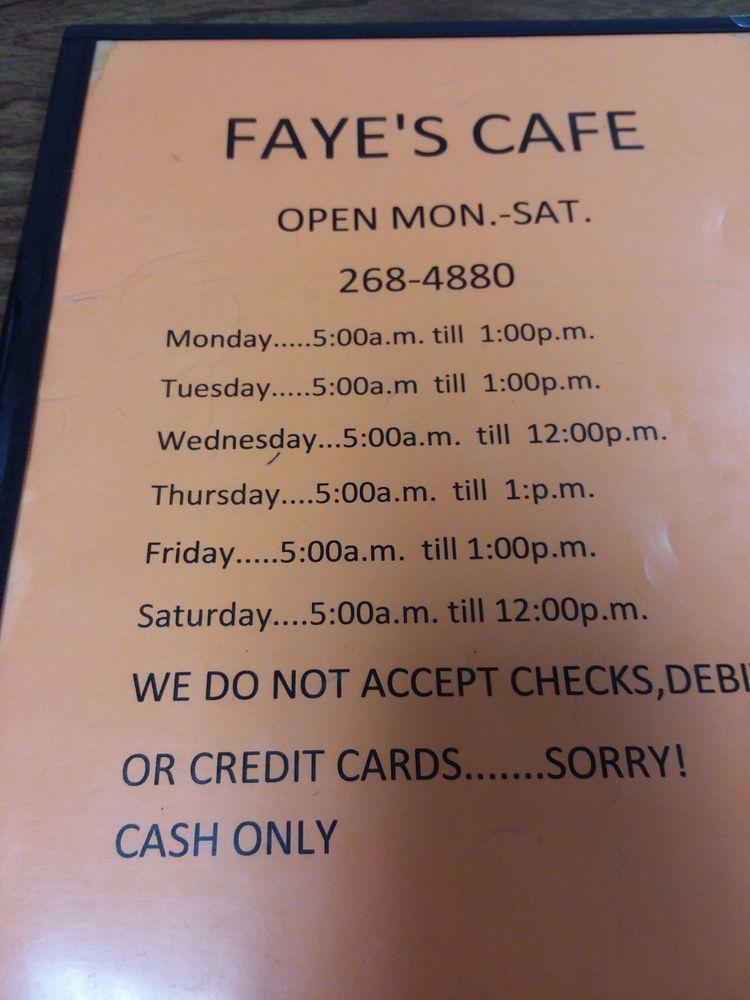 Menu at Fayes Cafe, Gainesboro