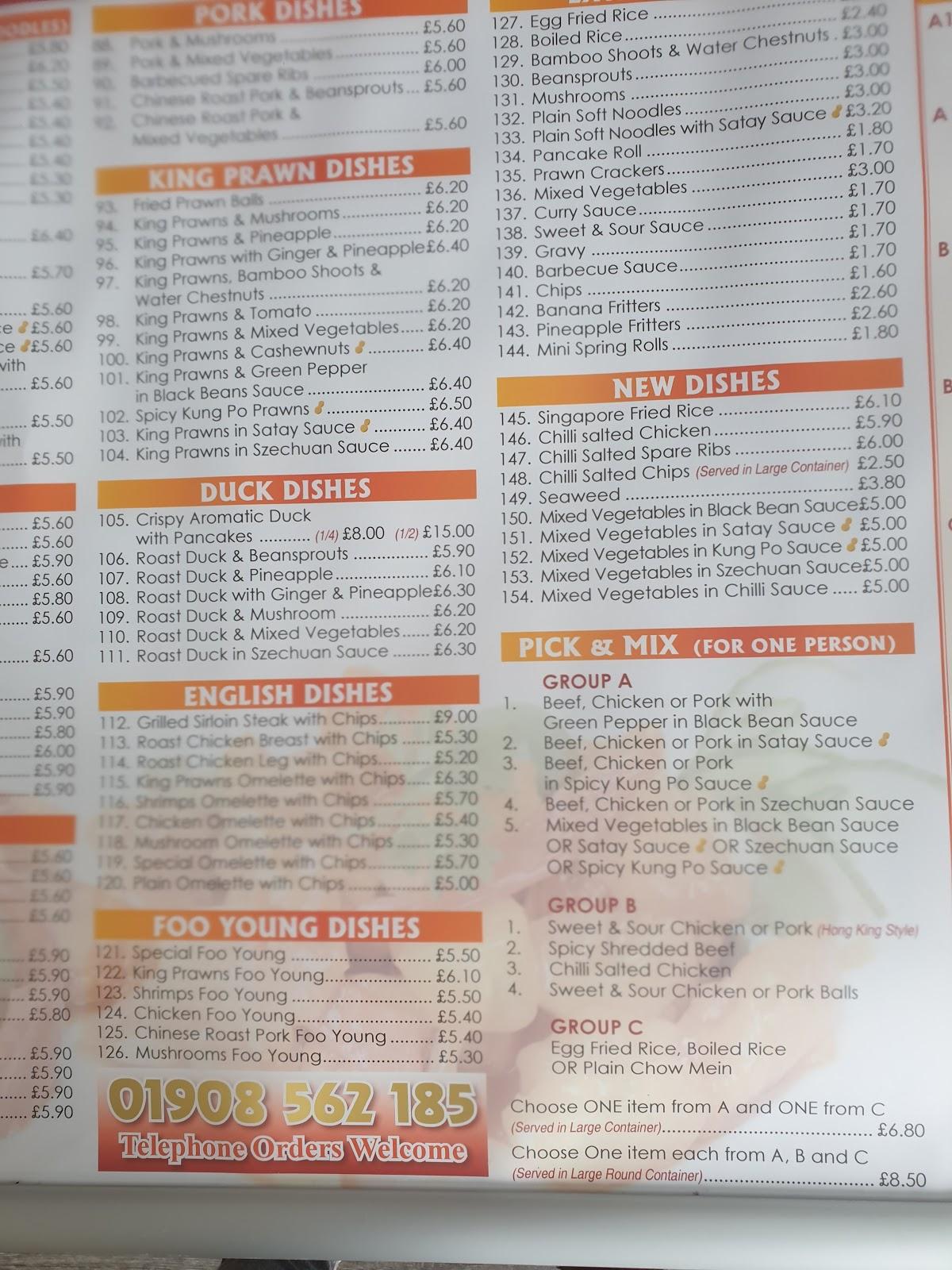 Menu at Golden Sea fast food, Greenleys, 7 Wolverton Rd