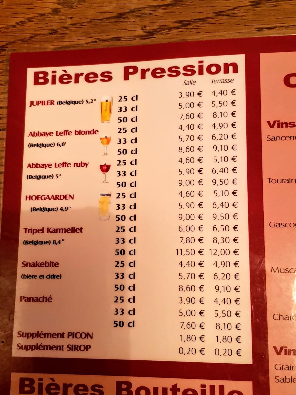 Menu au L'Albatros restaurant, Honfleur
