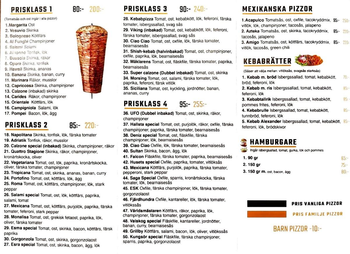 Menu at Pizzeria Ciao Ciao, Arboga