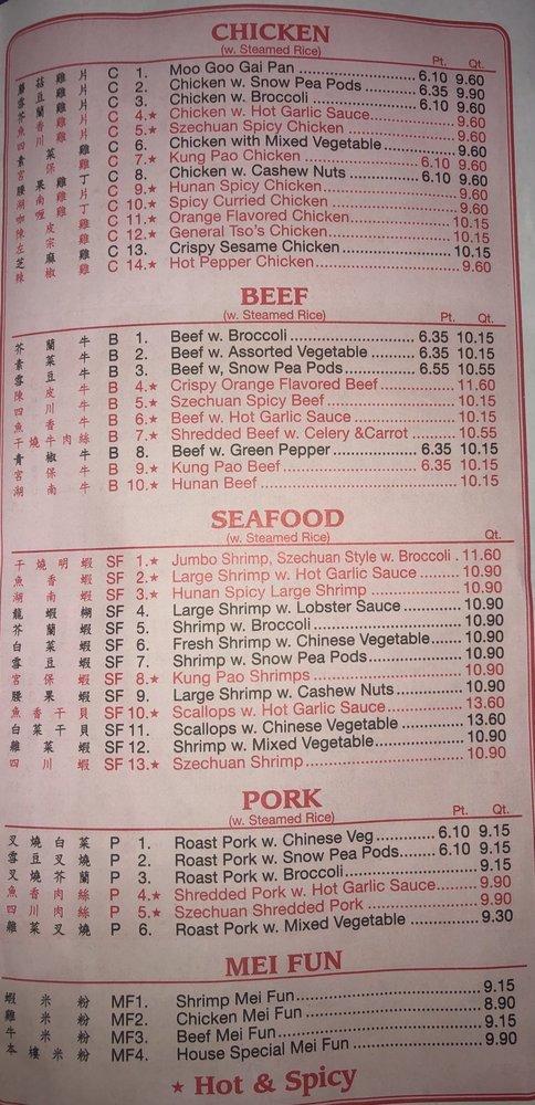 Menu at Tin Tsin restaurant, Smithfield