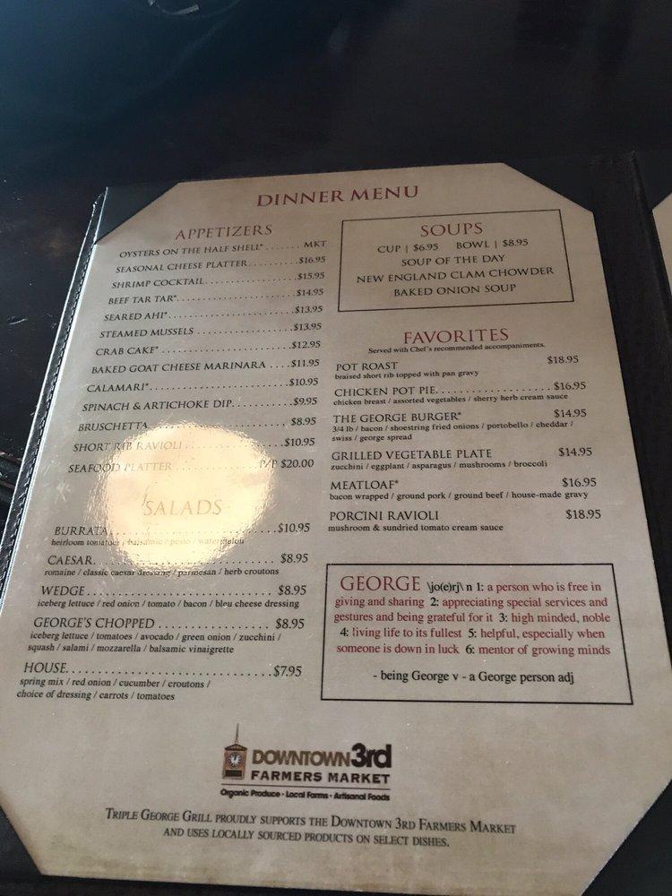 Menu at Triple George Grill steakhouse, Las Vegas