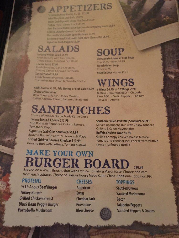 Menu at White Horse Tavern pub & bar, Harpers Ferry, William L Wilson Fwy