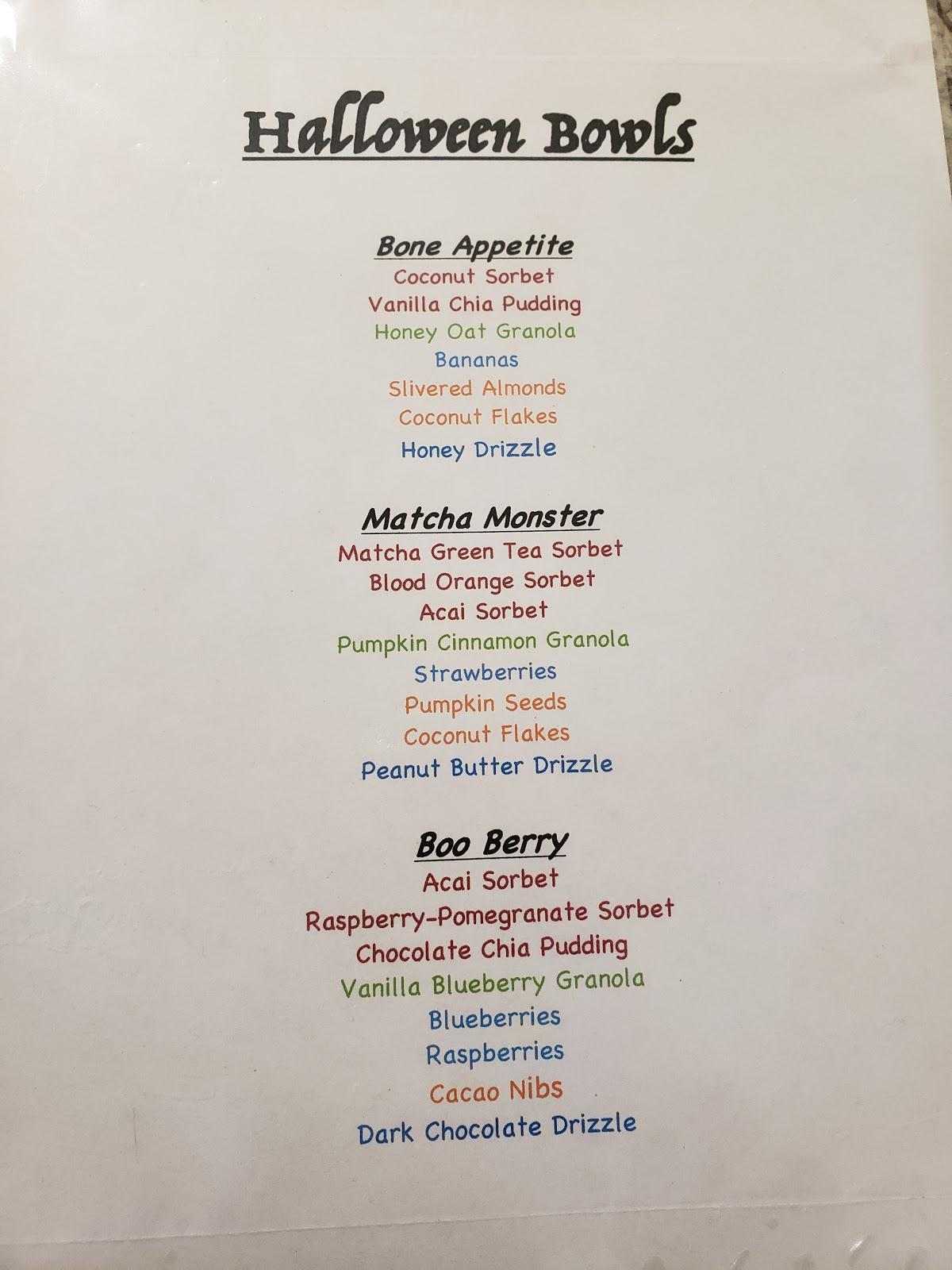 Menu at Cloud 9 Energy Bowls pub & bar, Waite Park