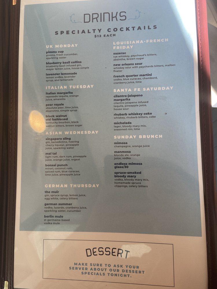 Menu at Creede Hotel & Restaurant, Creede