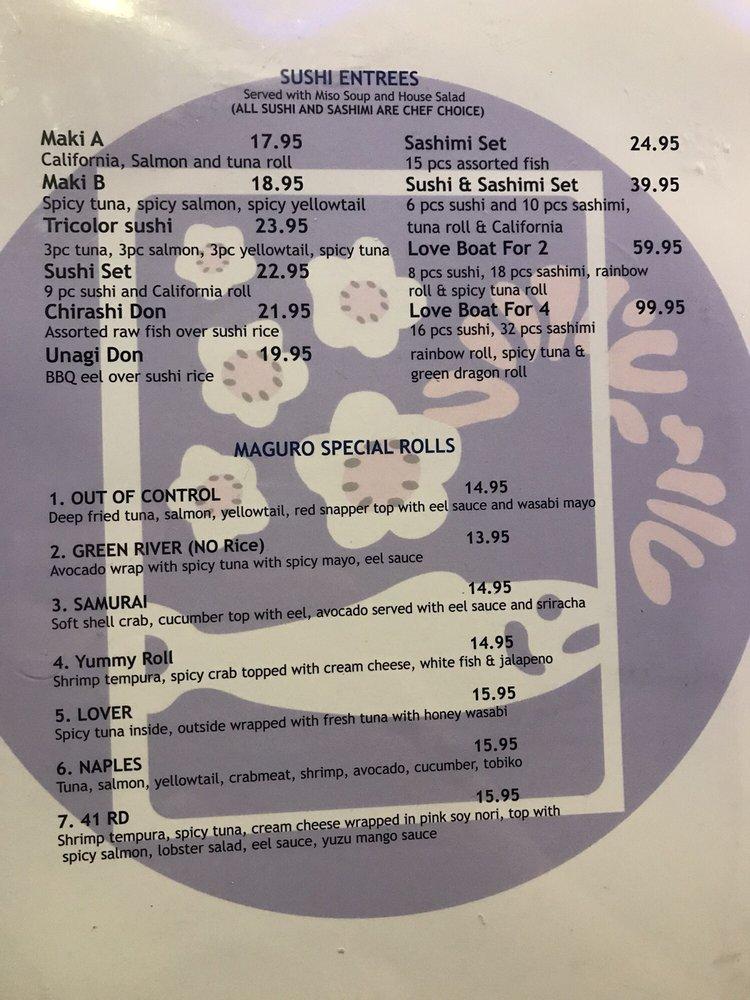 Menu at Maguro Sushi & Steak House restaurant, North Naples