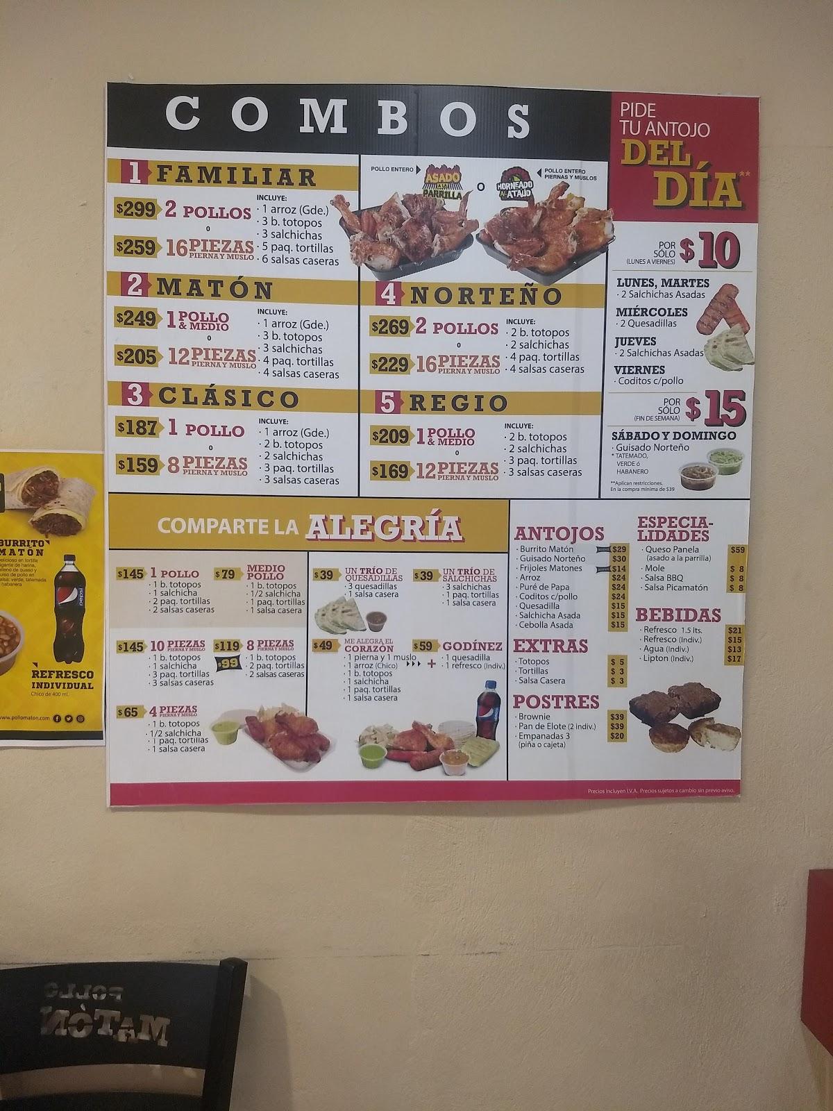 Menu at POLLO MATON GIRASOLES restaurant, General Escobedo