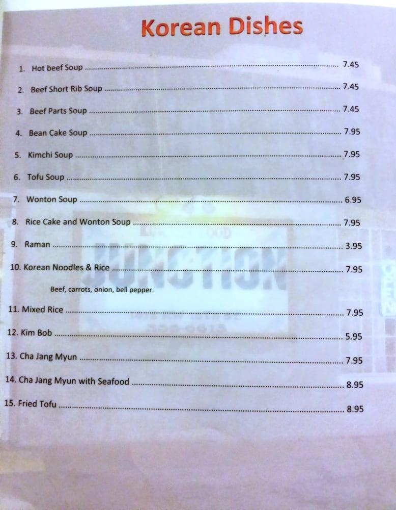 Menu at The Junction Restaurant Korean &International cuisine, Lawton