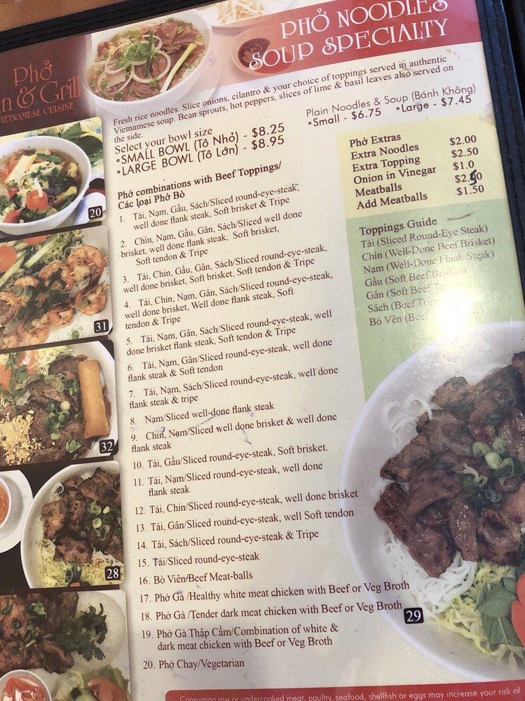 Menu at Pho An & Grill restaurant, Aspen Hill