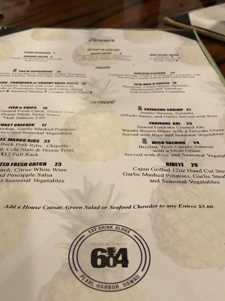 Menu at Restaurant 604, Honolulu