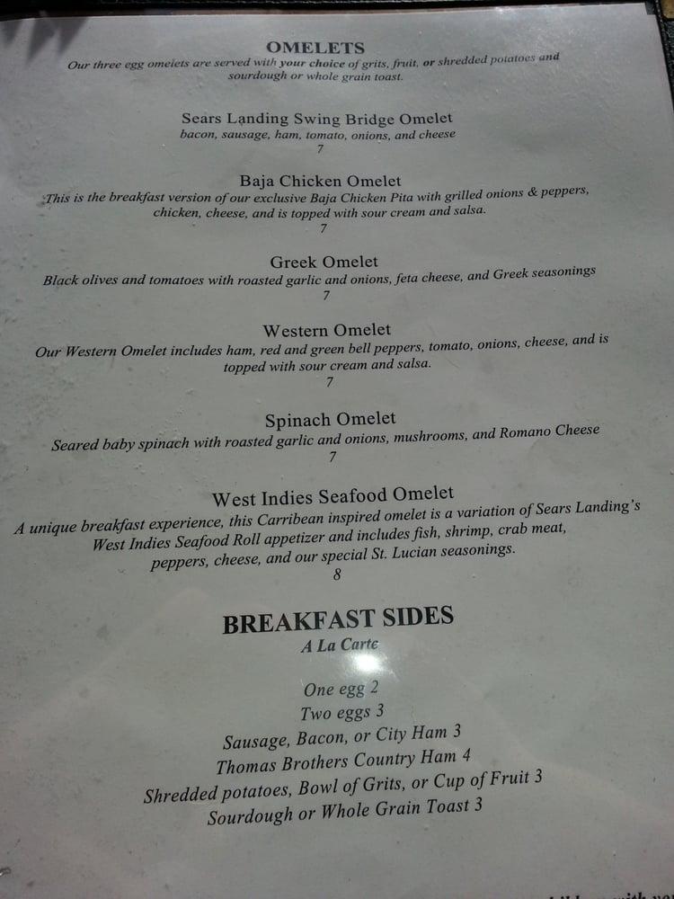 Menu at Sears Landing restaurant, Surf City