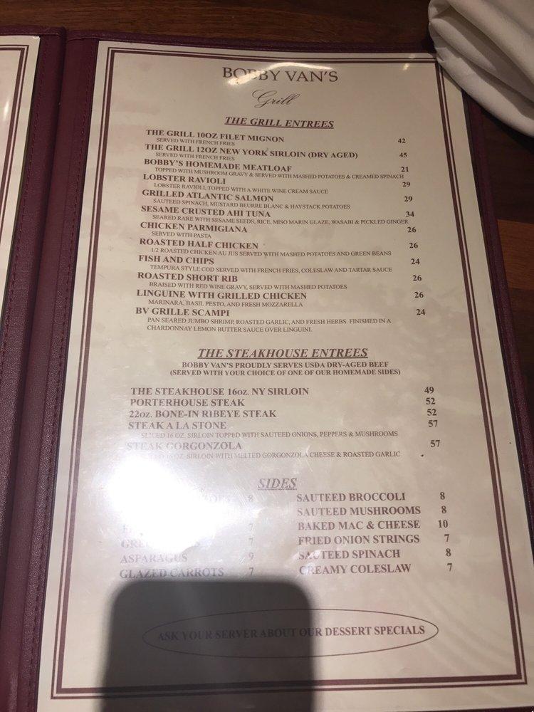 Menu at Bobby Van's pub & bar, New York City, Terminal 8
