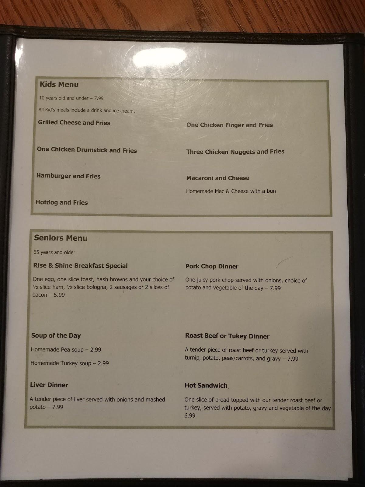 Menu at Country Kitchen restaurant, Gander
