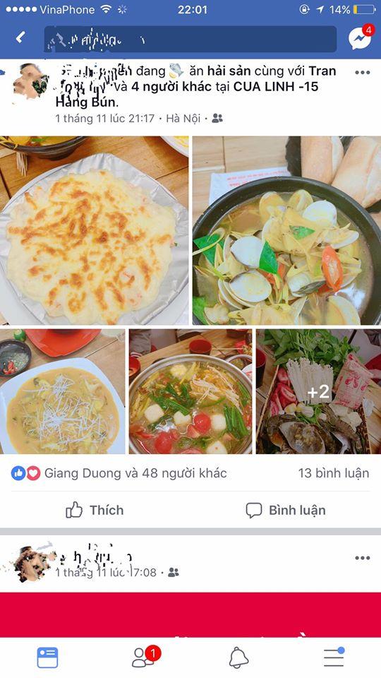 Menu at Cua Linh cafe, Hanoi