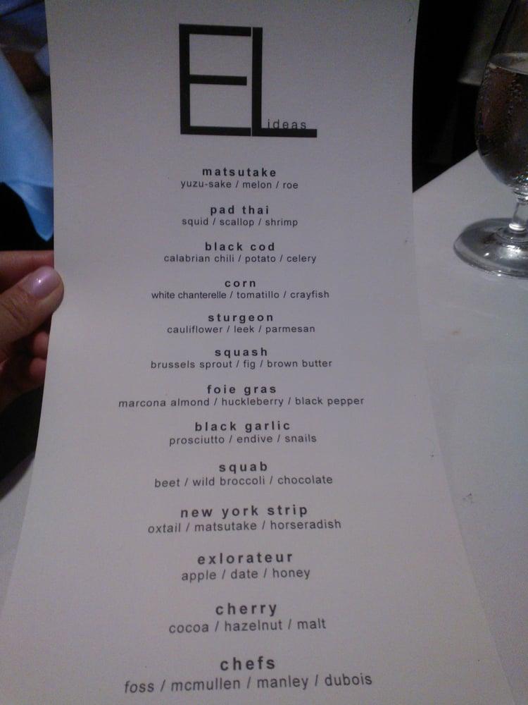 Menu at EL ideas restaurant, Chicago