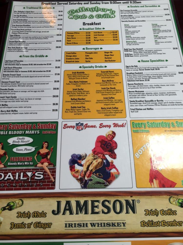 Menu at Gallagher's Pub & Grill, Long Beach