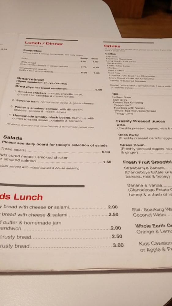 Menu at Kaffe O cafe, Belfast, 411 Ormeau Rd