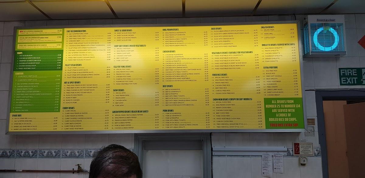 Menu at Lucky Fishbar, Rochdale