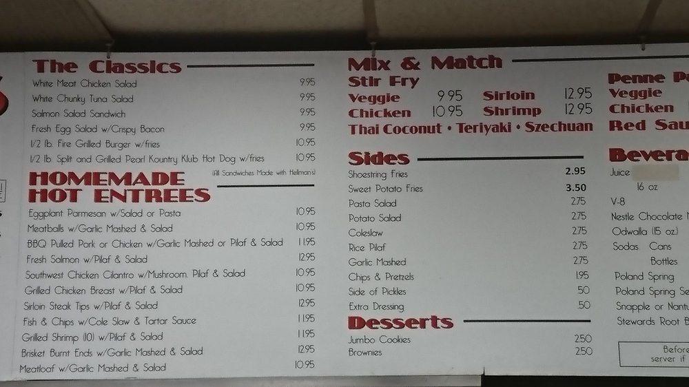Menu at Max's Deli Cafe, Boston