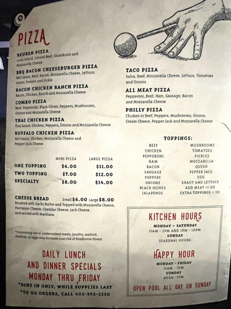 Menu at Perry's Place pub & bar, Omaha
