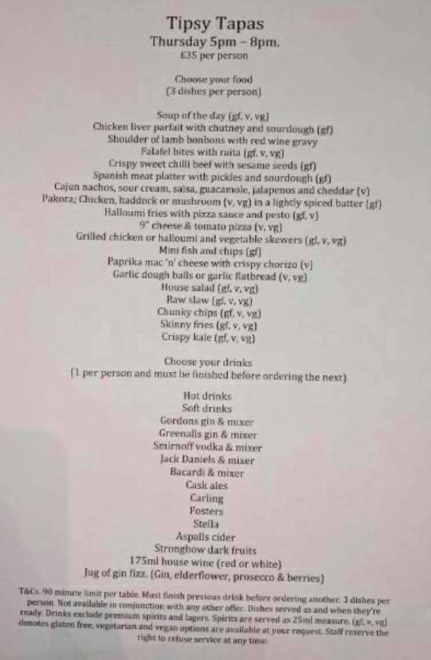 Menu at Shoulder Of Mutton Inn pub & bar, Hebden Bridge, Bridge Gate